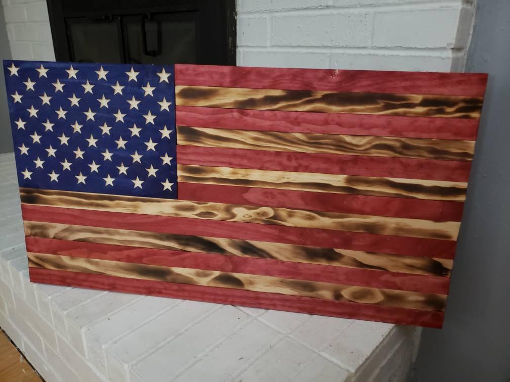 36" American Flag CNC Wooden Flag Stars and Stripes – Big Hat Mafia